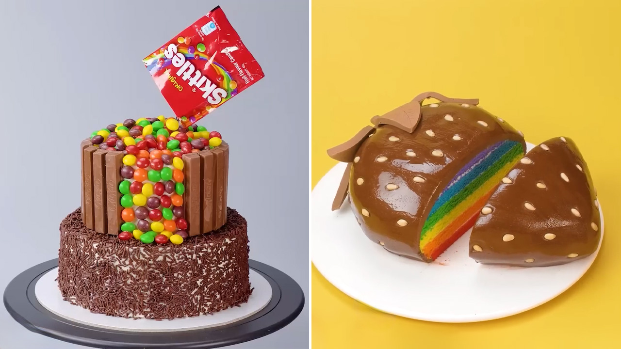 Skittles Gravity Cake & Rainbow Burger Illusion Cake 🍭🍔 | Candy ...