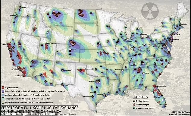 Chilling map warns 250m Americans would die in nuke attack amid WWIII ...