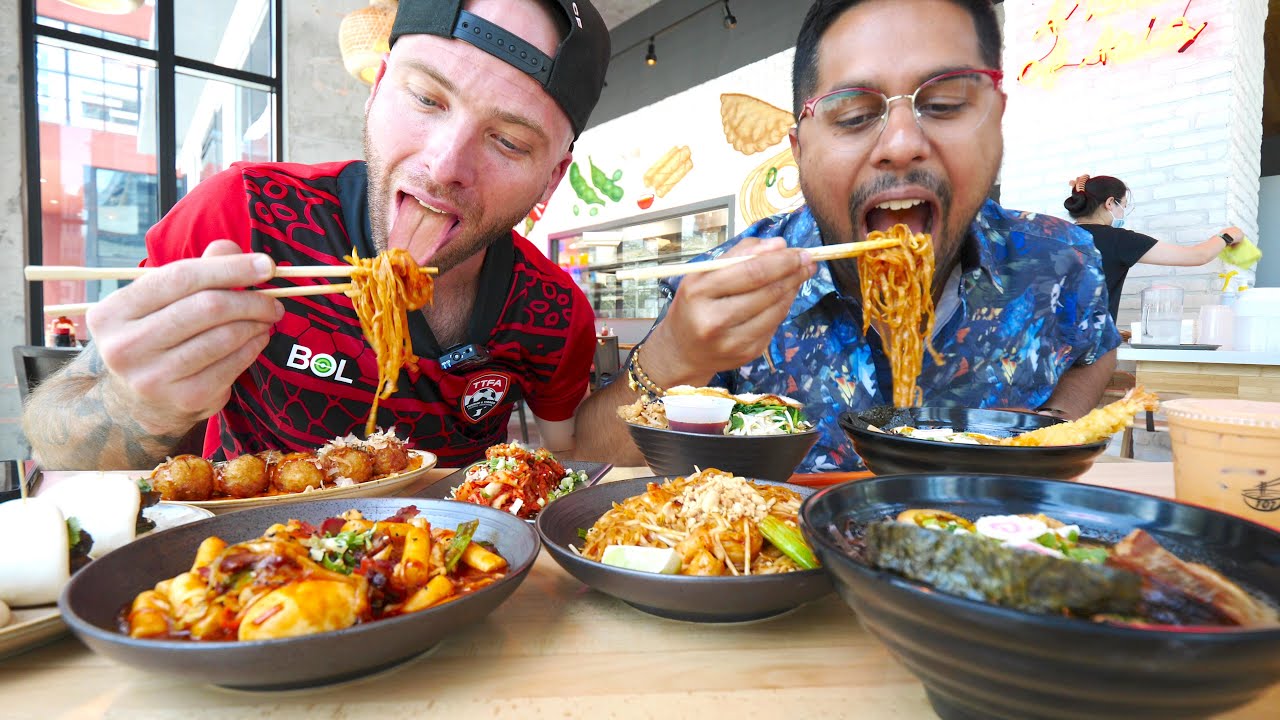 11 a.m. Asian Food Mukbang In Miami, Florida! Tteokbokki, Pork Buns ...
