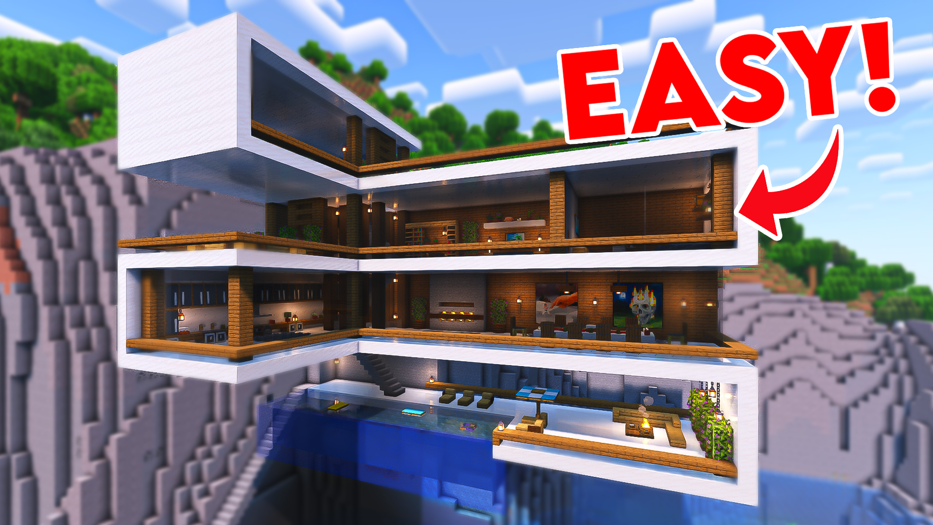 How to Build a Sea-Faced Cliff House in Minecraft | Simple & Quick Tutorial