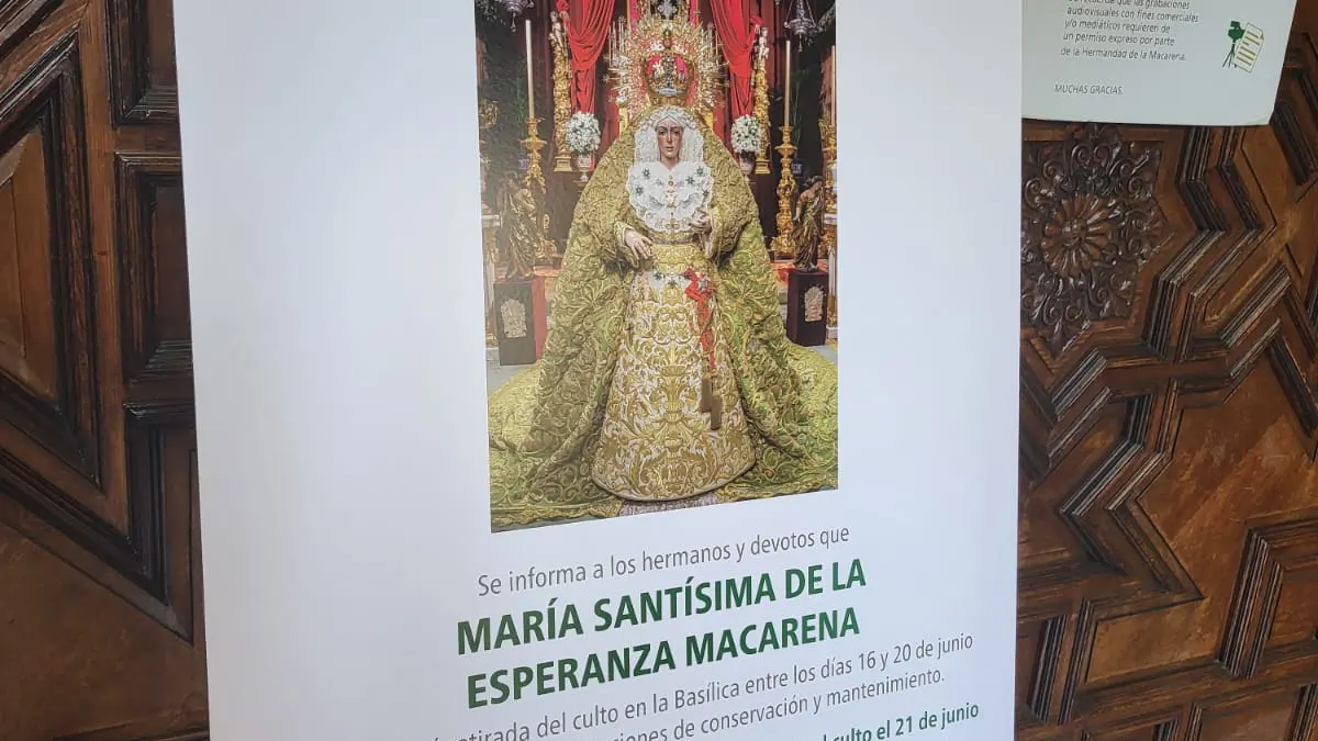 Retirada la imagen de la Virgen Macarena del culto por labores de ...