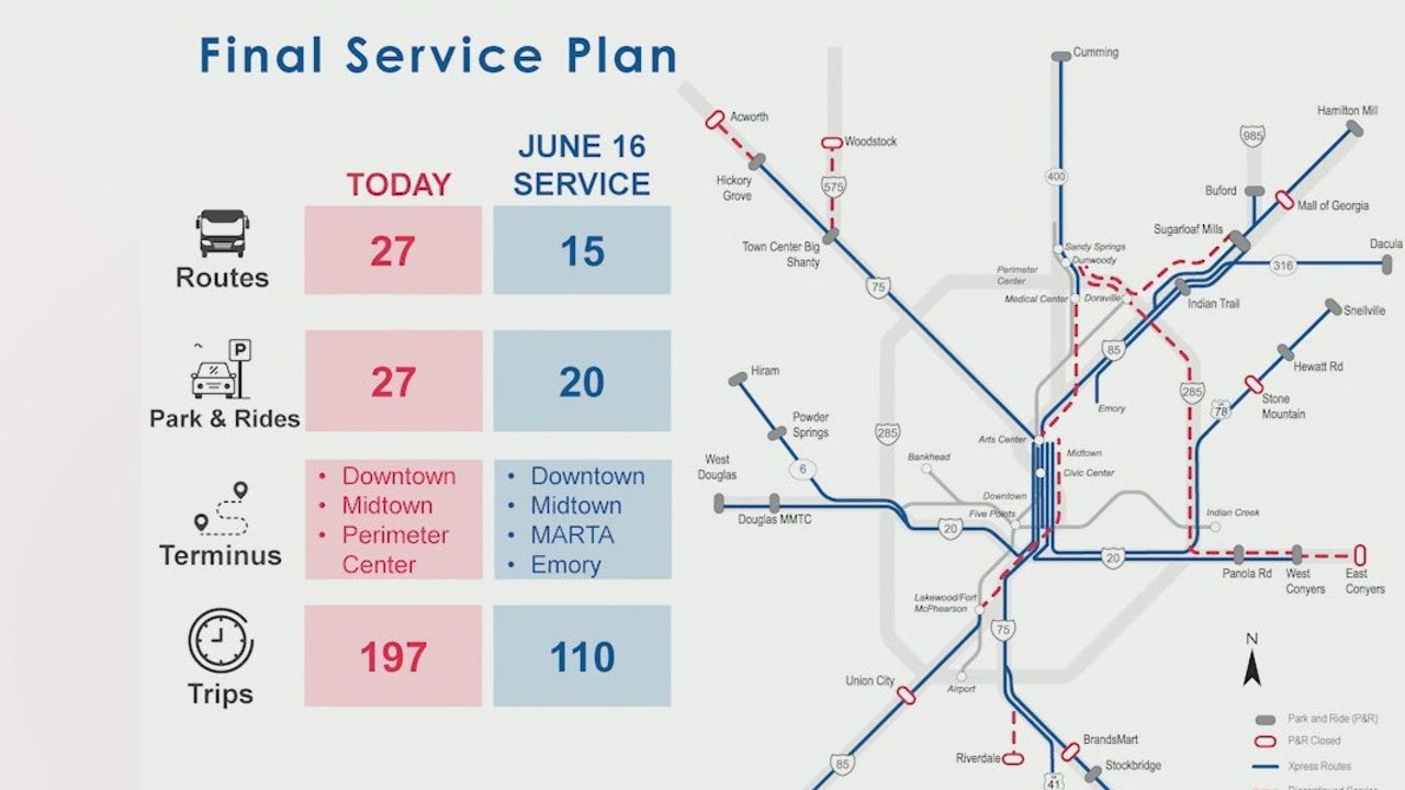 Major changes to MARTA's Xpress bus routes starting Monday