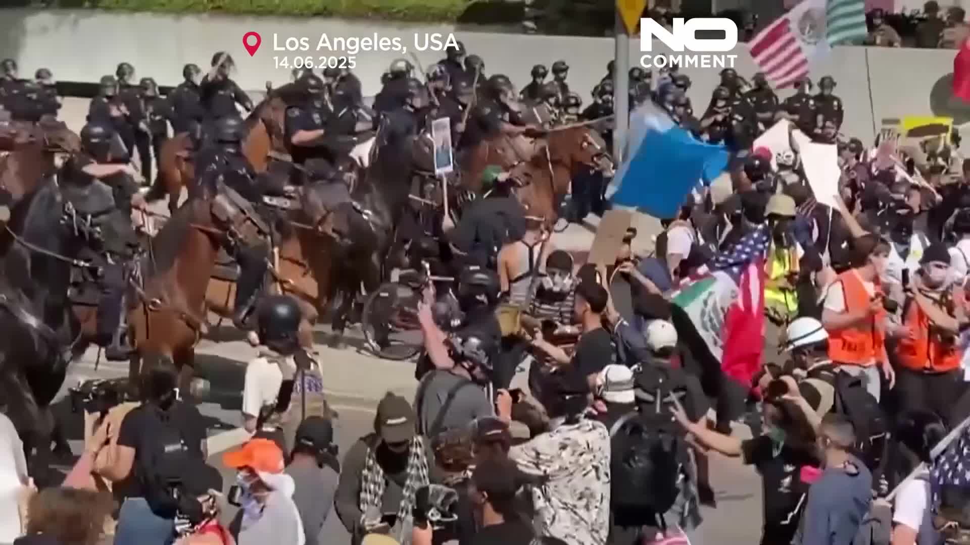 Watch: Police use flash bangs and tear gas at LA 'No Kings' protest