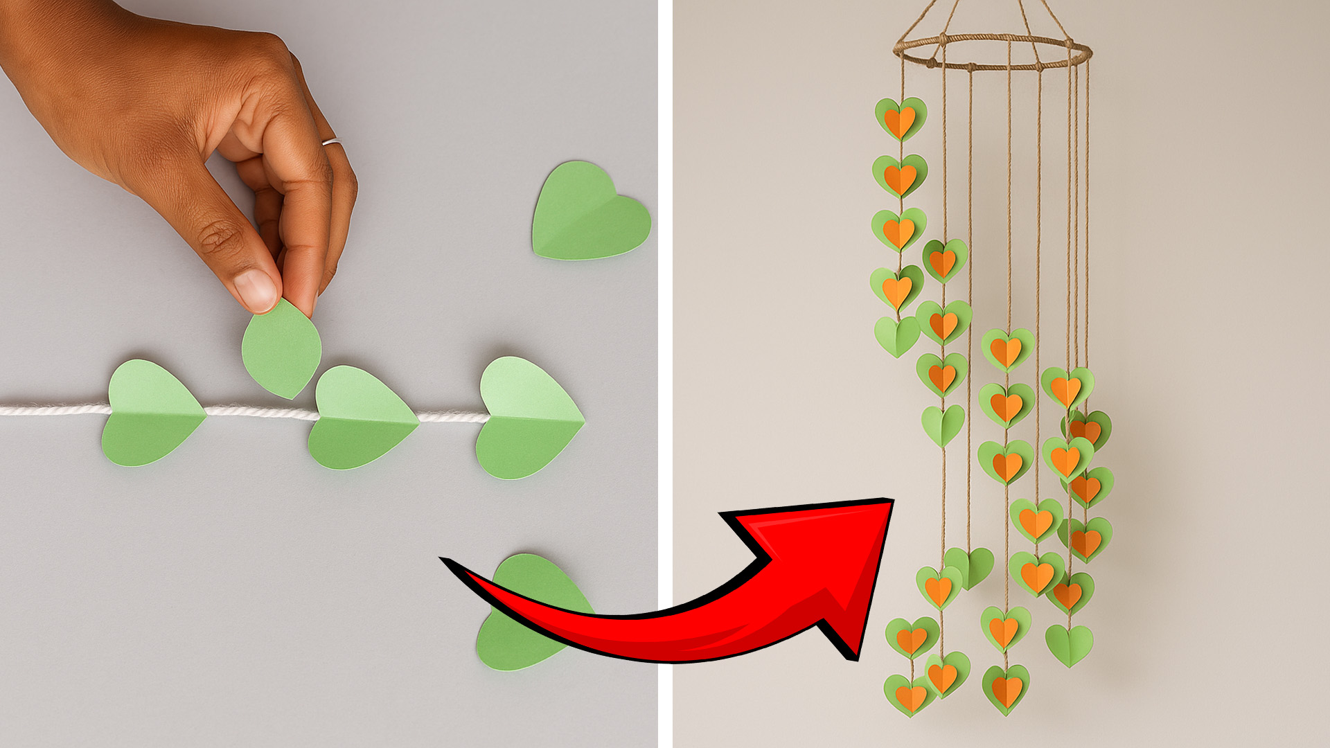 DIY Paper Toran | Heart-Shaped Roof Hanging Decoration