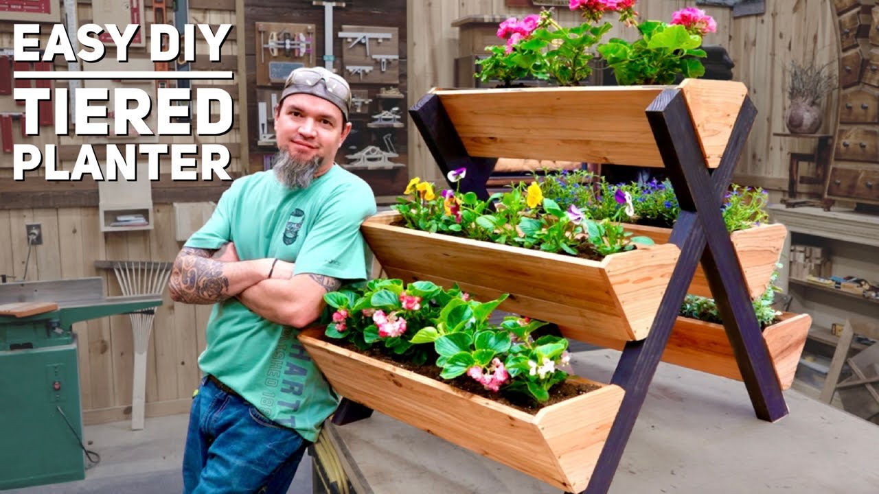 DIY Tiered 5 box planter- Low Cost High Profit - Make Money Woodworking