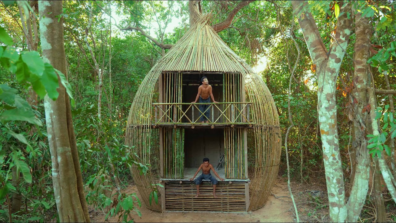 Building the most beautiful modern two-story bamboo house