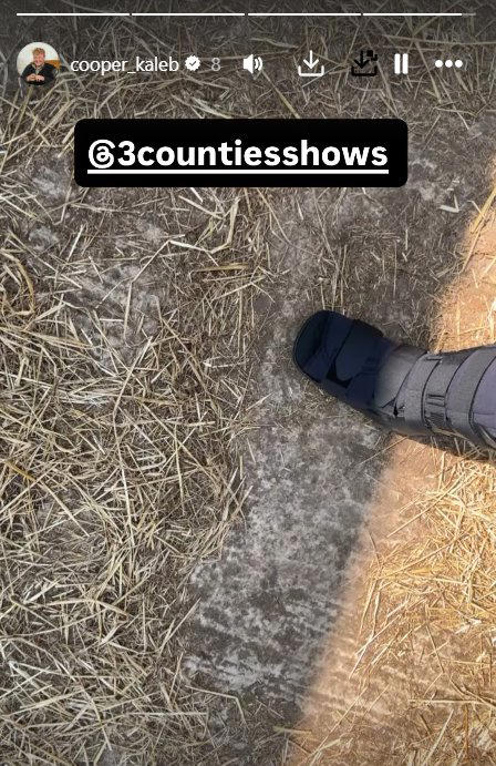 Kaleb Cooper using mobility scooter after ankle injury