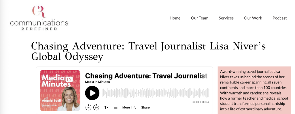 Communications Redefined: Chasing Adventure: Travel Journalist Lisa ...