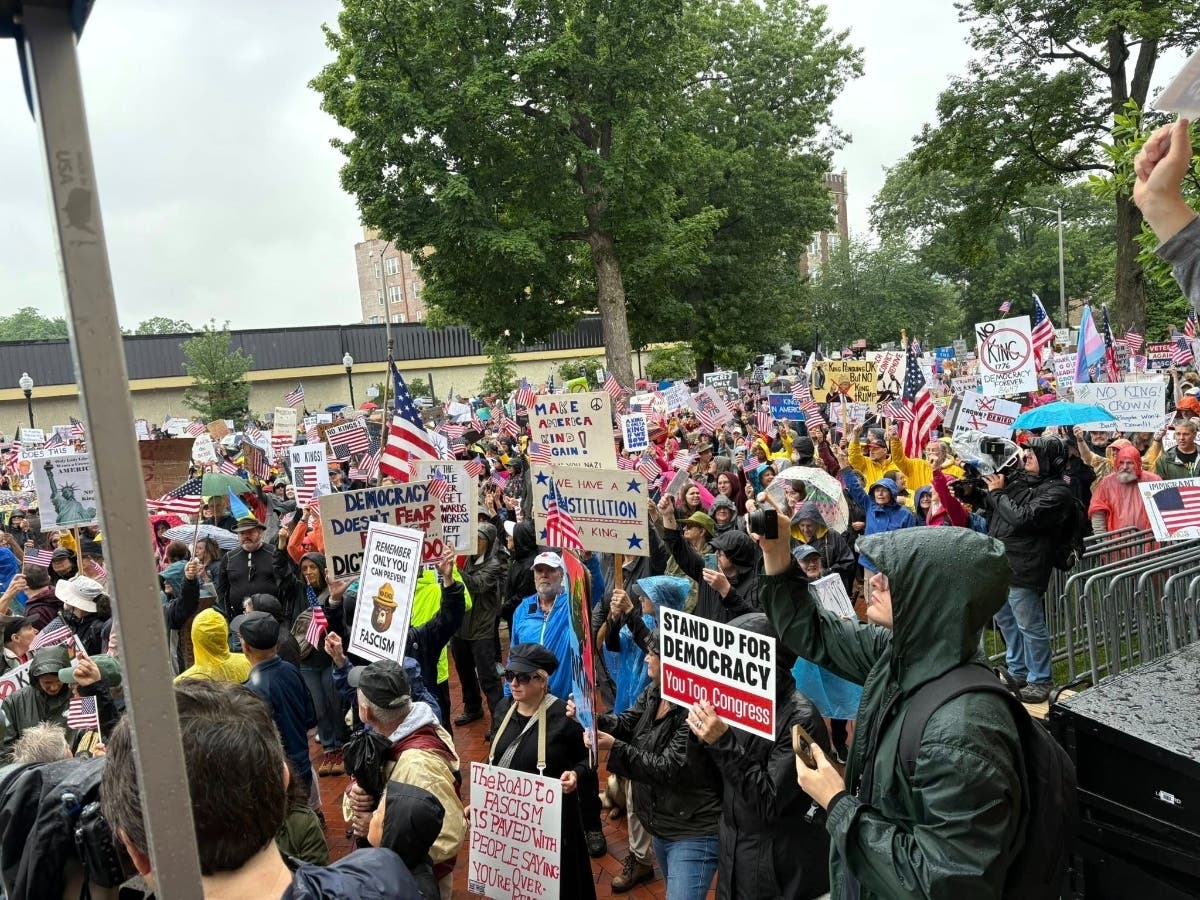 Thousands Brave The Rain For Morristown’s No Kings Rally