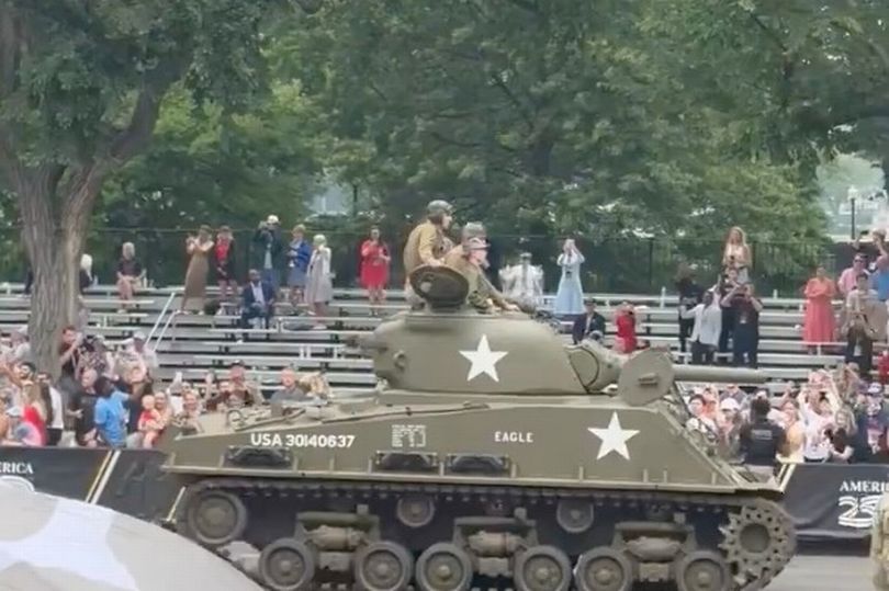 'Yikes' moment at Donald Trump's military parade as tank squeaks past ...
