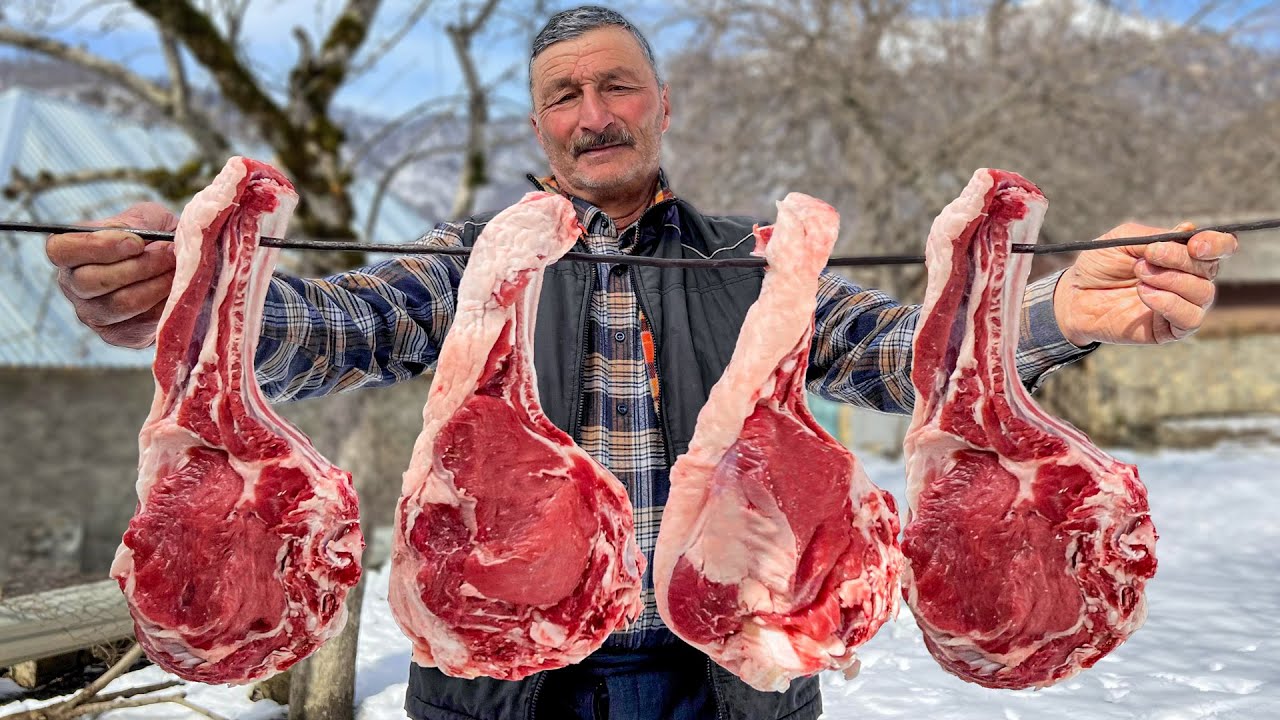 Very delicious and juicy beef steaks! Cooking perfect meat in a ...