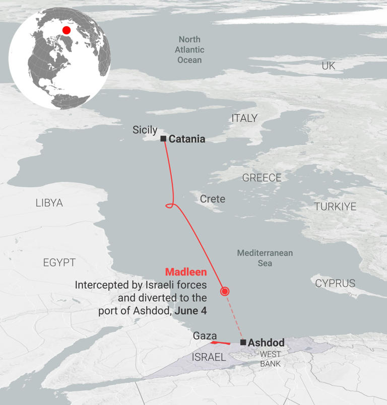 Map shows Global March to Gaza's planned route