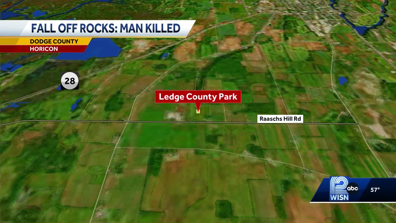 Man dies after falling off rocky ledge in Dodge County