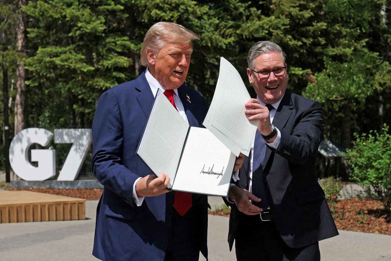 U.S., U.K. Show Off Signed Trade Deal at G-7 Meeting
