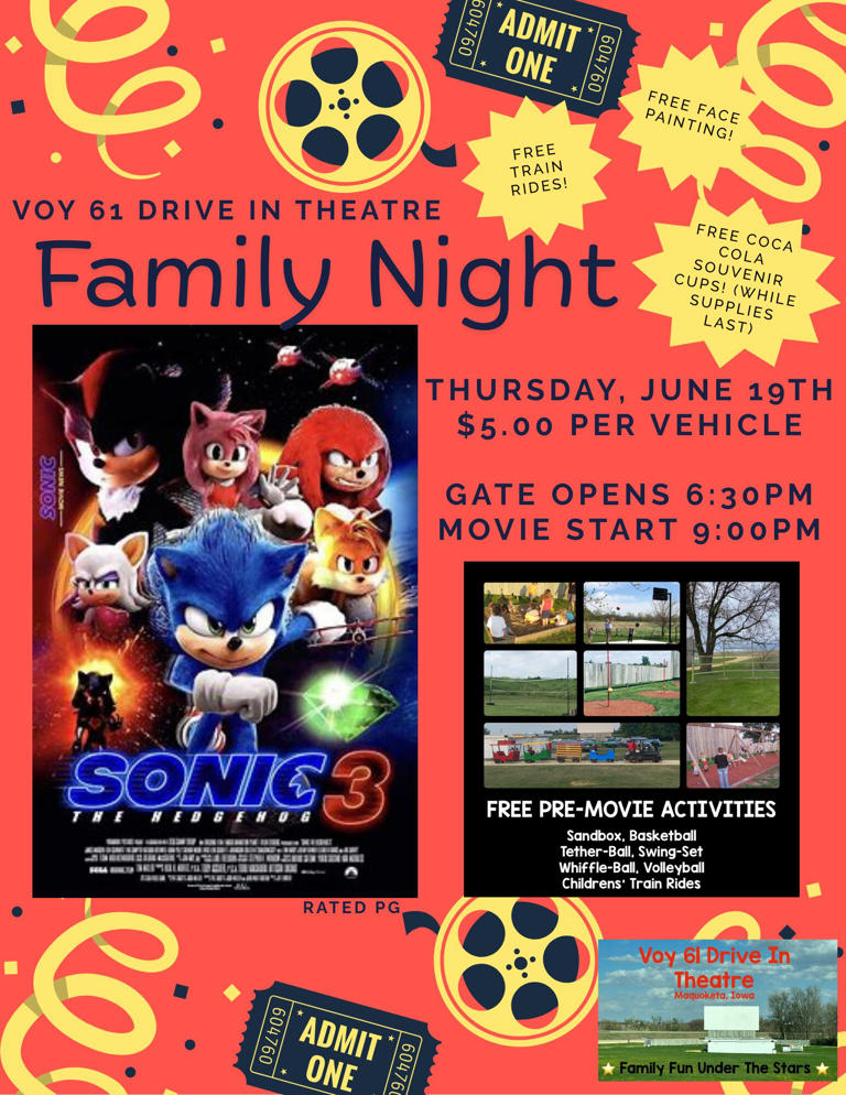 Voy 61 Drive-In Theatre hosting first Family Night of the season