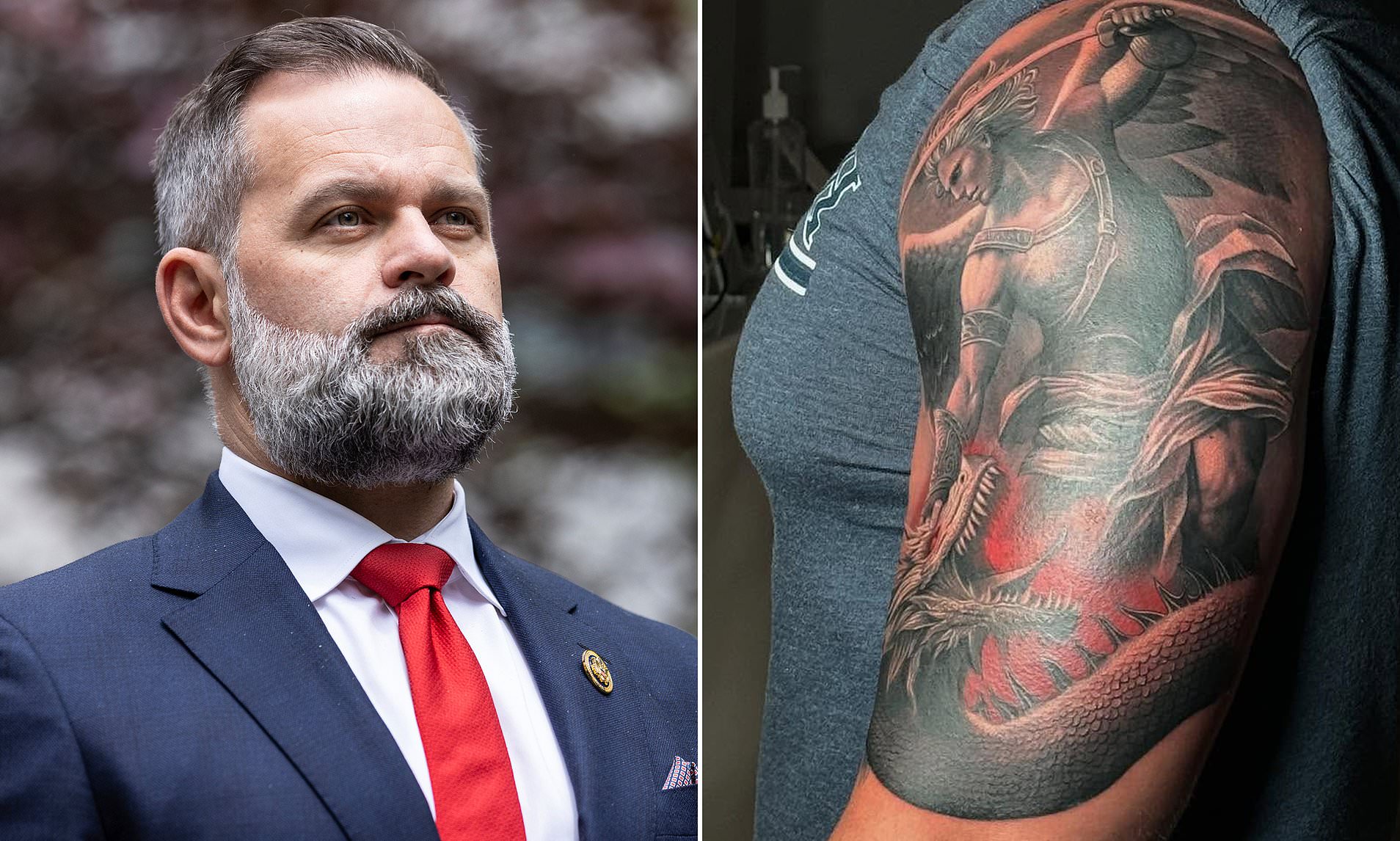 Muscular Trump ally unveils dramatic new tattoo showing off his undying ...