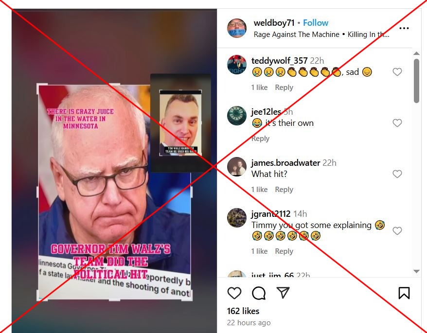 Influencers baselessly implicate Governor Tim Walz in Minnesota shootings