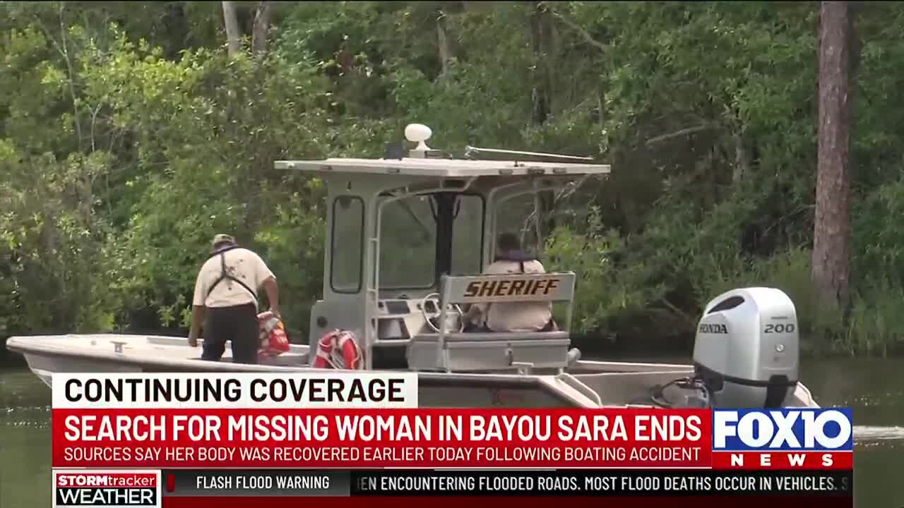 Body of missing woman recovered after boating accident in Bayou Sara, sources say