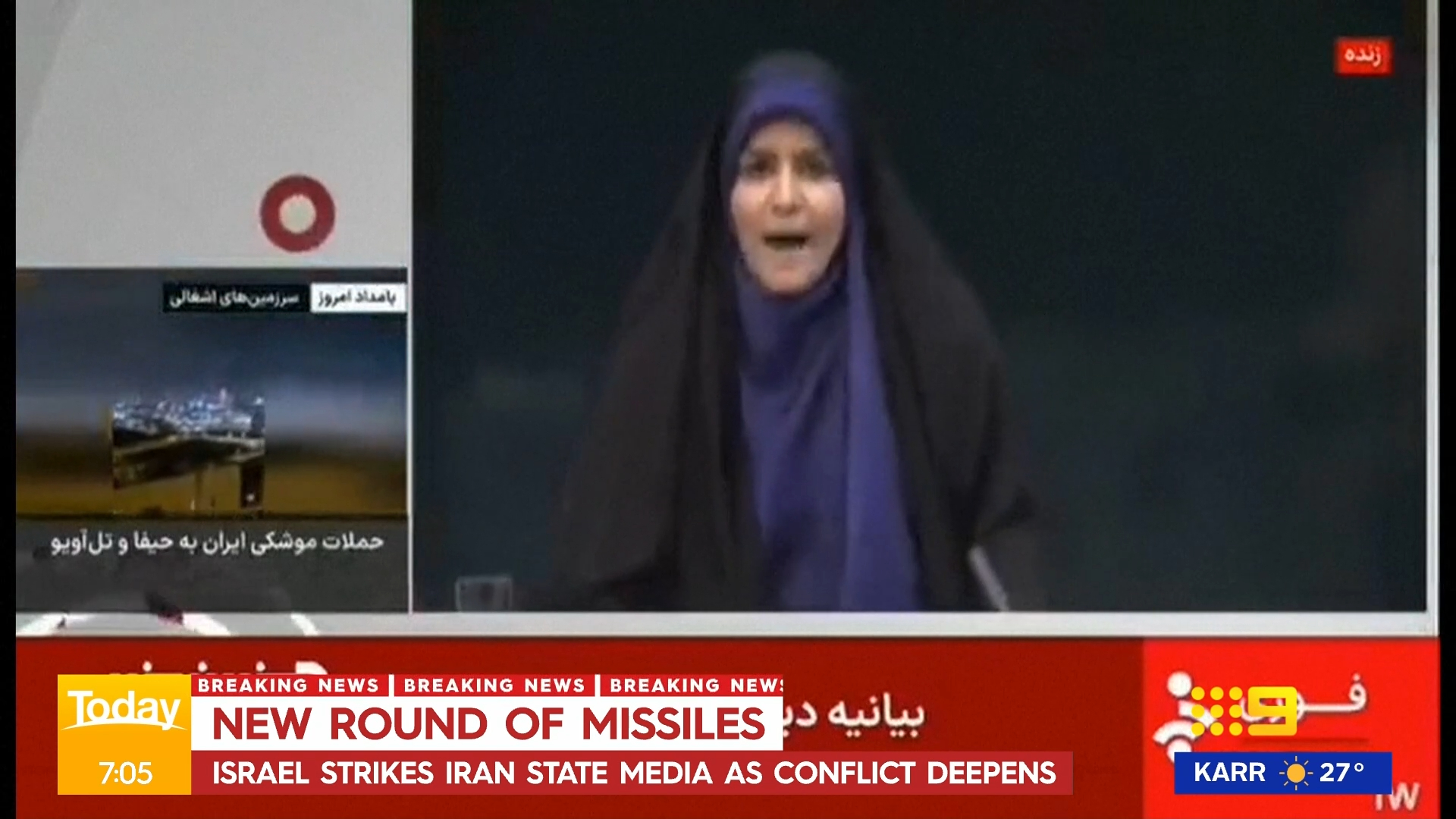 Israel strikes state-run Iranian TV while live on air