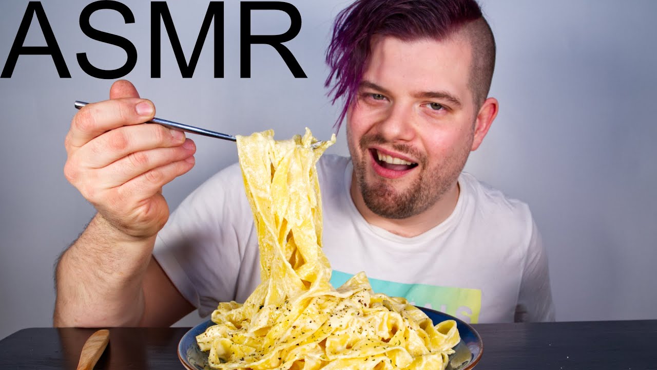 ASMR Fettucini Alfredo Pasta | Sticky Eating Sounds