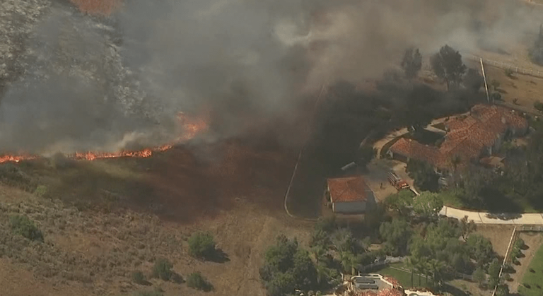 Firefighters respond to brush fire burning in Fallbrook near Bonsall
