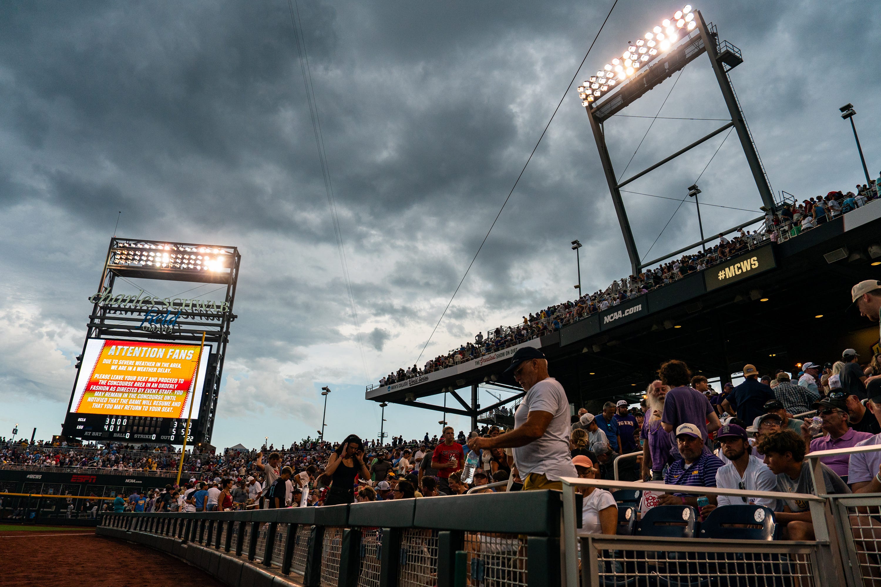 LSU-UCLA game at College World Series has been postponed. Here's when ...