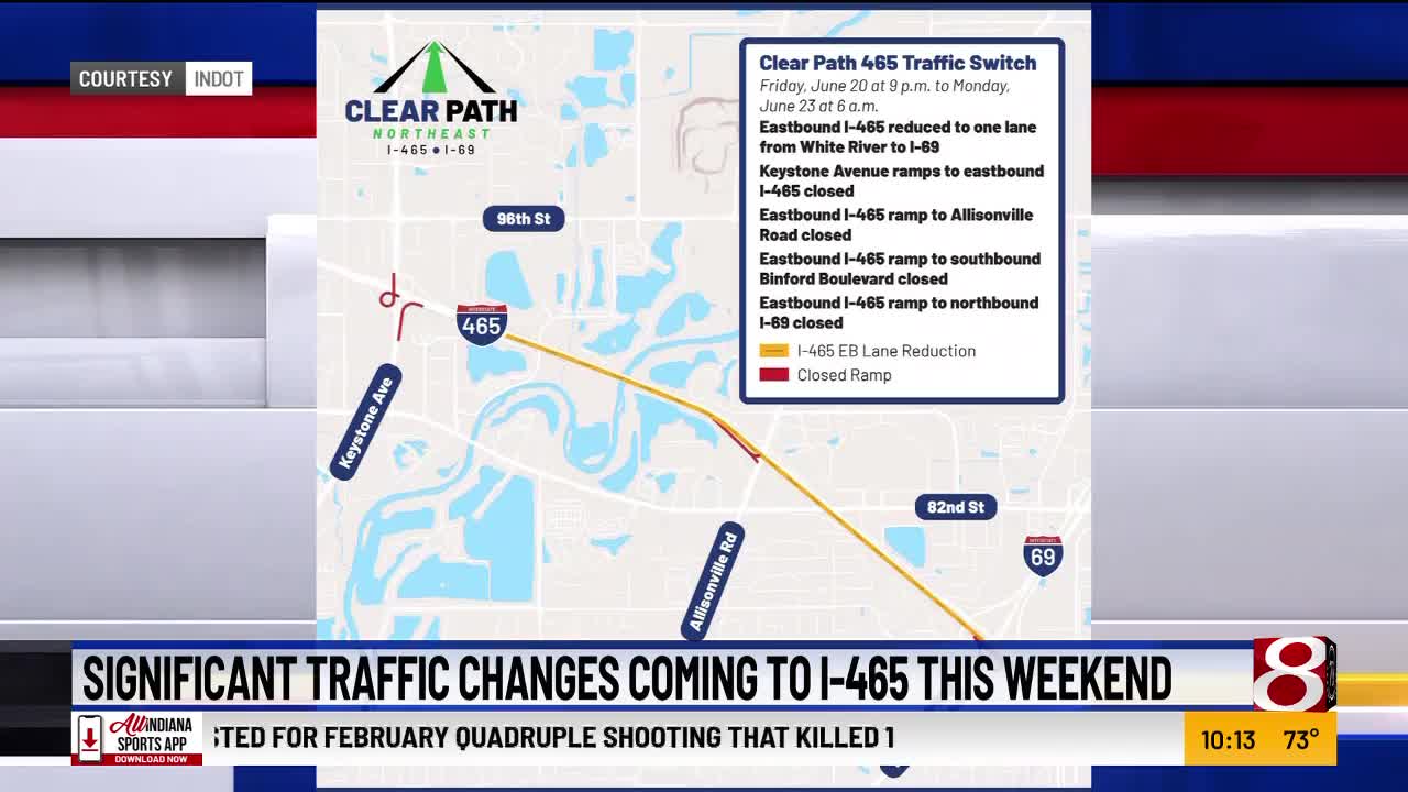 Significant traffic changes coming to I-465 EB on NE side of Indianapolis