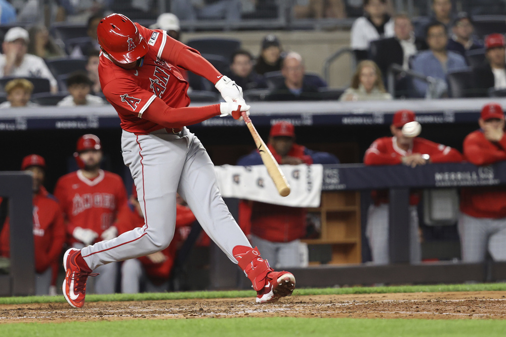 Angels rookie Christian Moore, a NYC native, gets 1st MLB hit in 1st ...