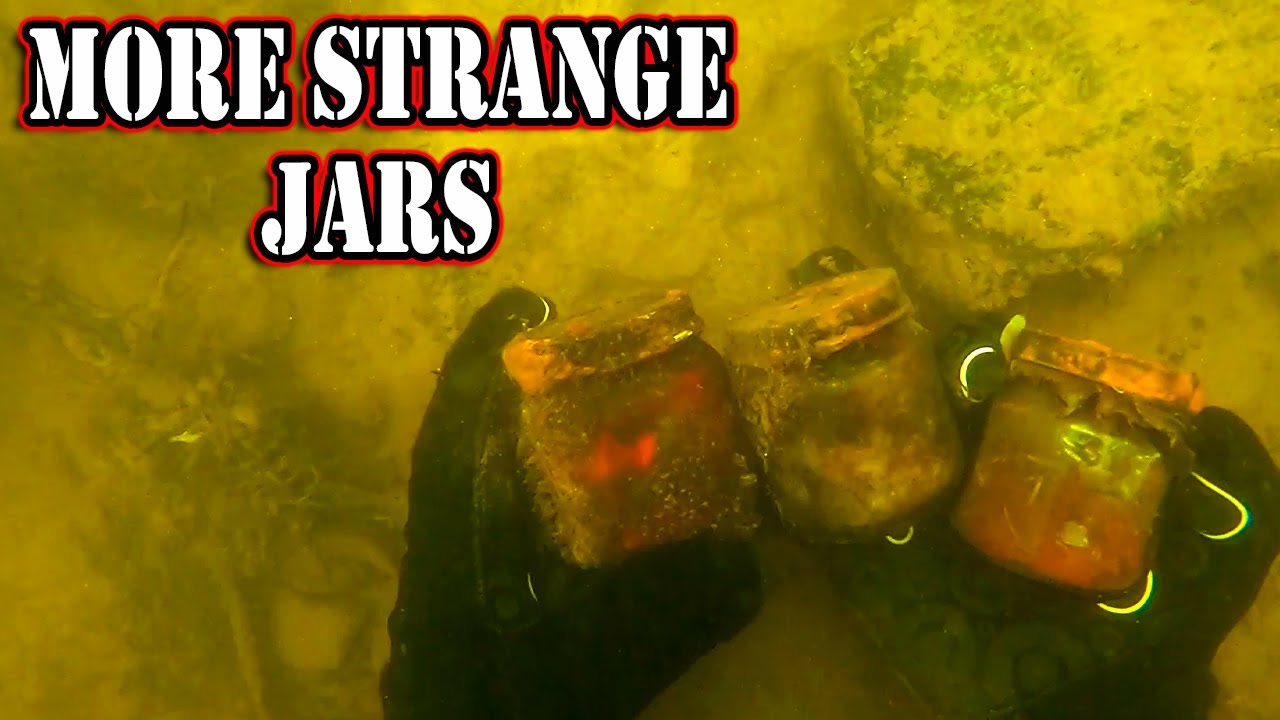 More strange jars, coins found everywhere scuba diving river!