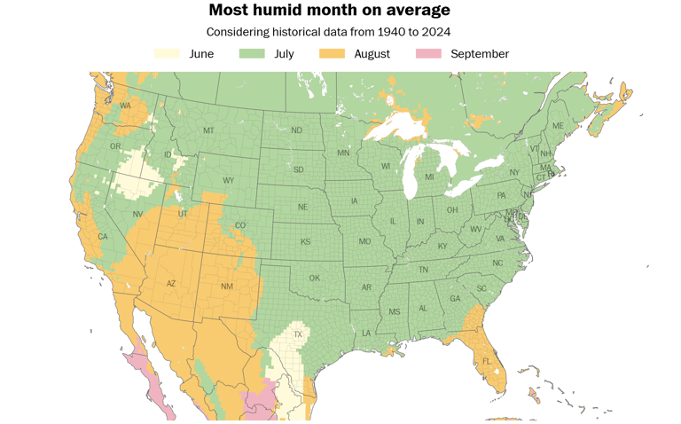 Maps show the cities about to experience extreme humidity and heat