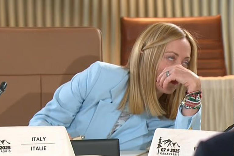 Italian Prime Minister Giorgia Meloni caught giving epic eye roll at G7 ...