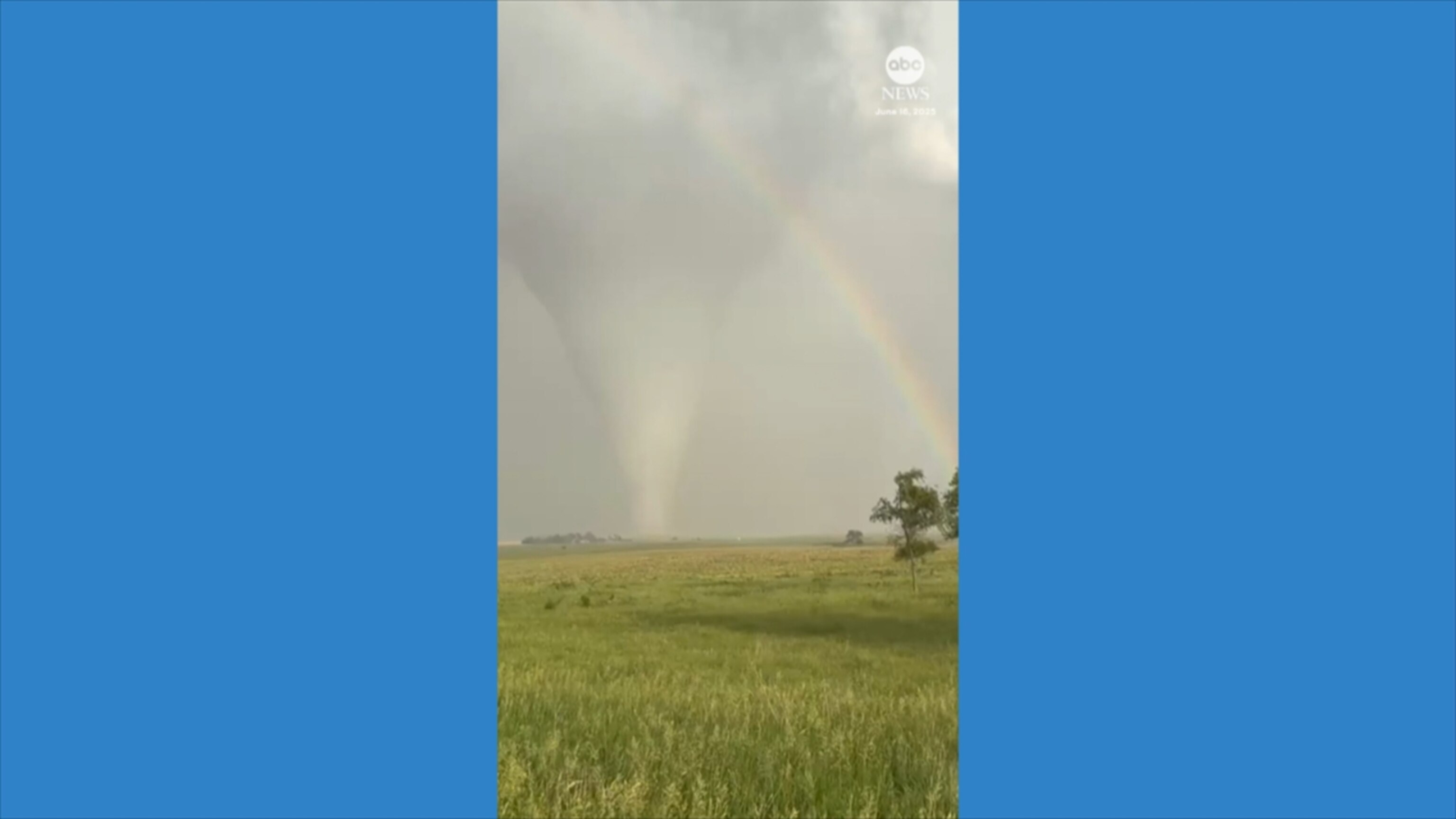 Tornado spotted near rainbow in Nebraska