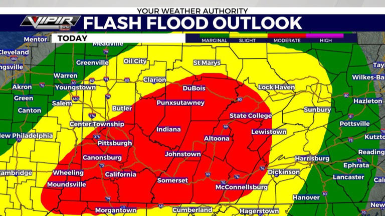 Flash Flooding concerns across Central Pennsylvania