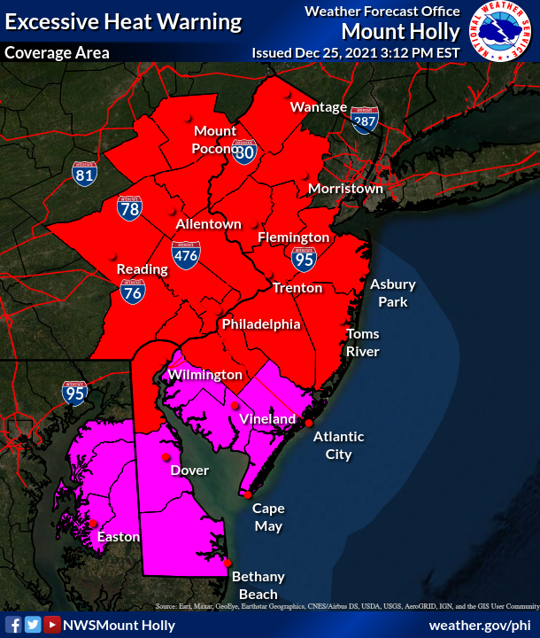 Heat advisories, excessive heat watch, warning differs by NJ county ...