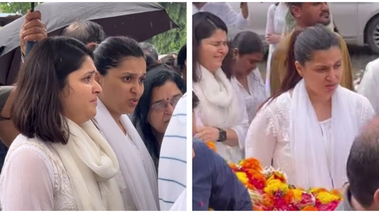 Inconsolable Mannara Chopra insists on carrying her father's bier at ...