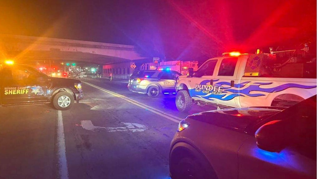 Truck boom strikes highway bridge in Dundee, closing M-50 for a couple ...