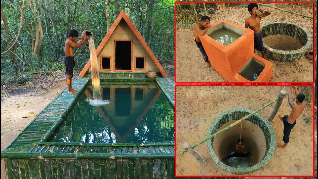 Finding Groundwater, Building a Filtered Water Tank, House & Swimming ...