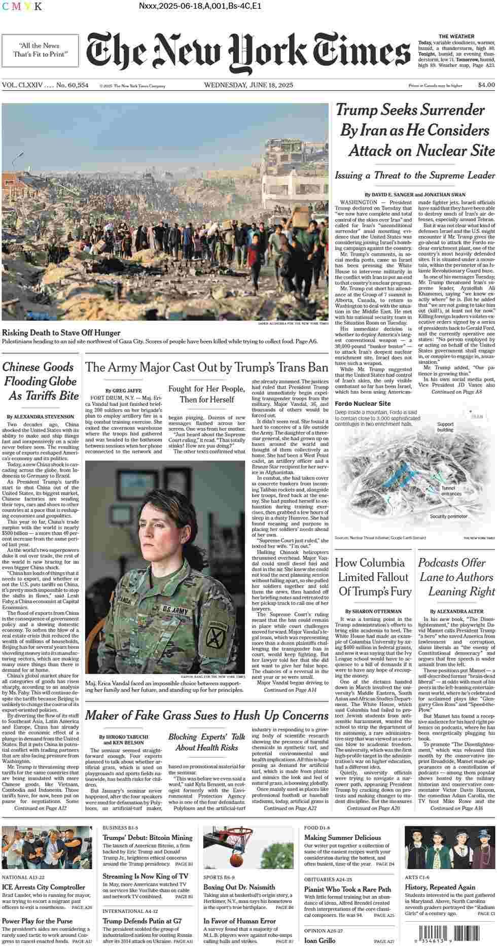 Newspaper headlines from around the world – Wednesday, 18 June 2025