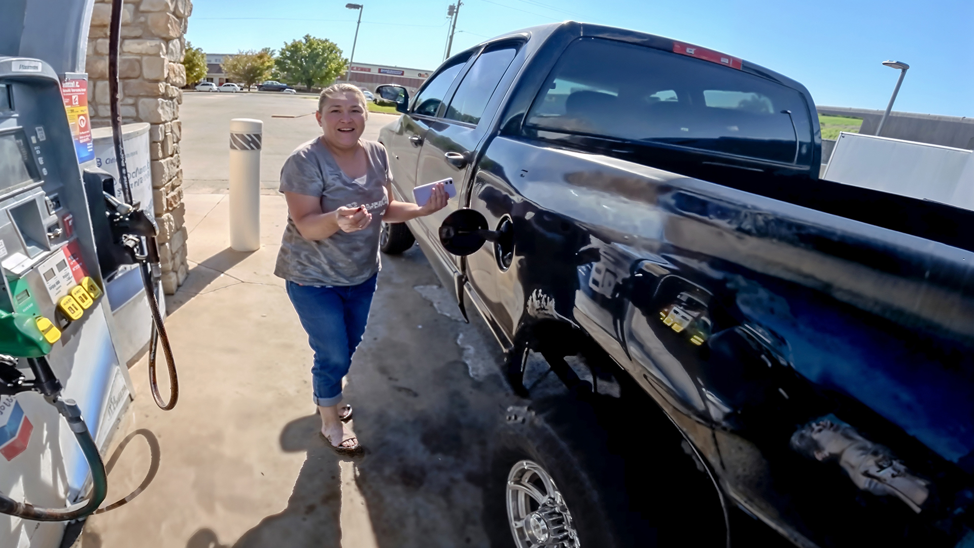 Biker Helps Kind Woman at Gas Station in Wholesome Moment