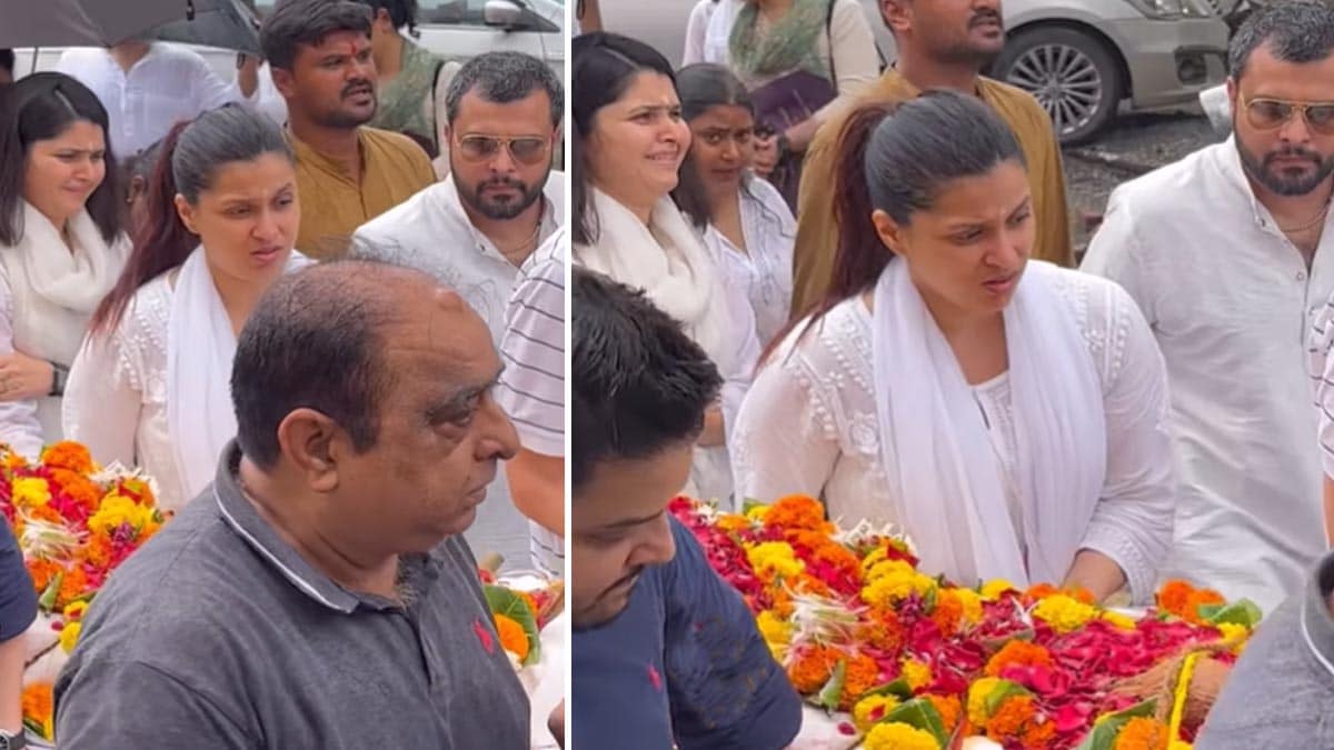 Mannara Chopra and Mitali Chopra seen in grief as they perform father’s ...