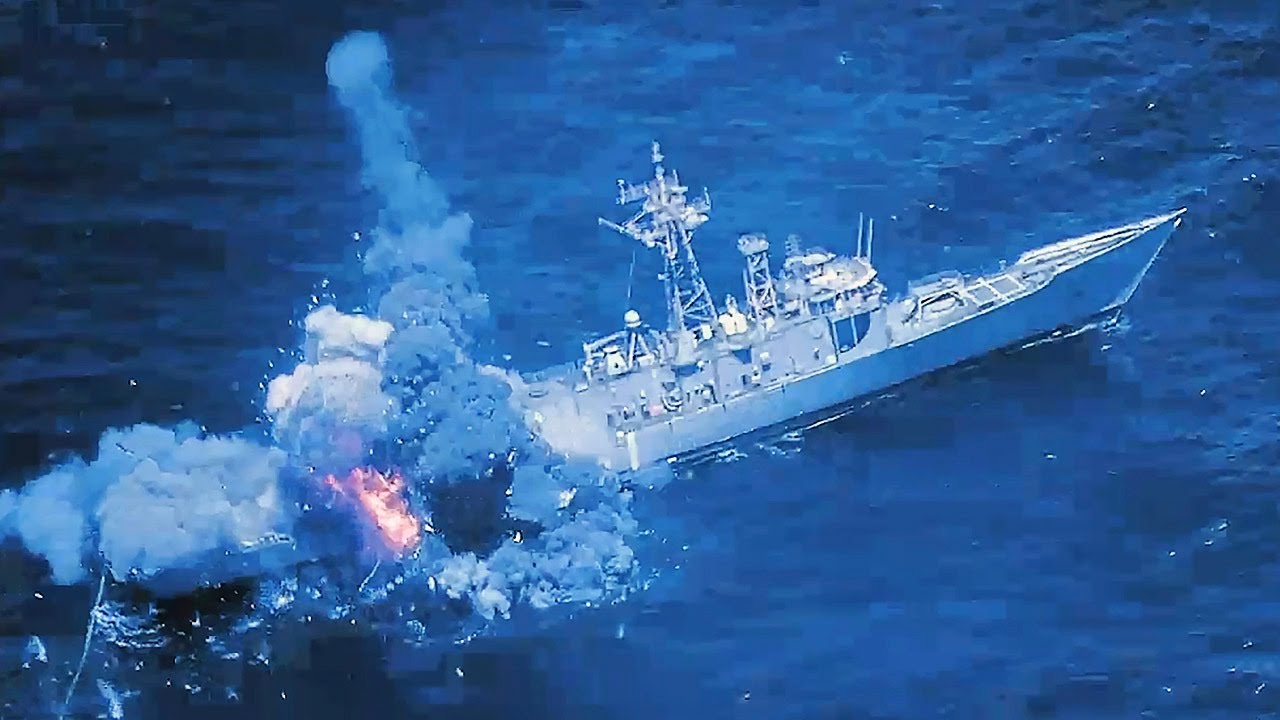 Missile Sinks Decommissioned Warship – Real Strike Footage