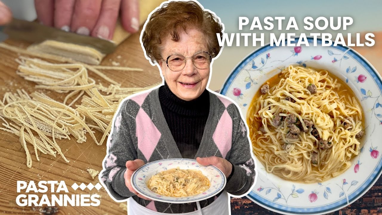 Angelina Makes Taglierini Pasta With Tiny Meatballs