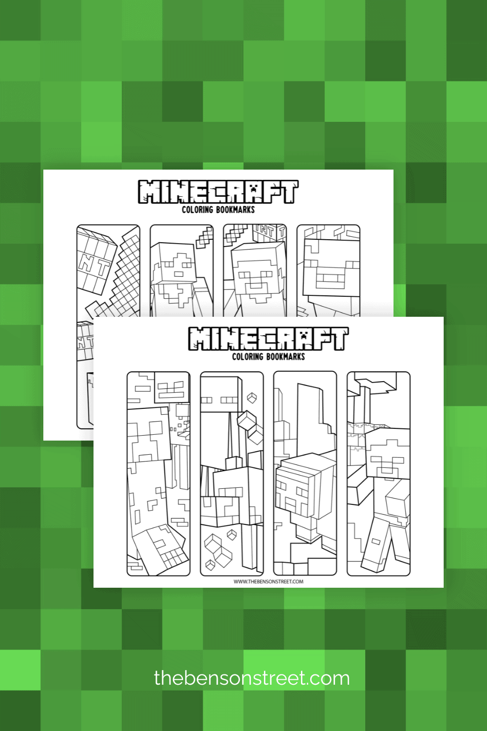 FREE Printable Minecraft Coloring Bookmarks: 8 Designs to Color