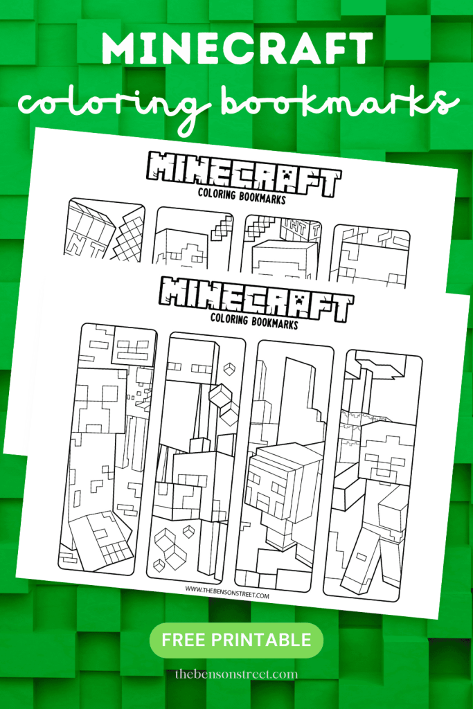 FREE Printable Minecraft Coloring Bookmarks: 8 Designs to Color
