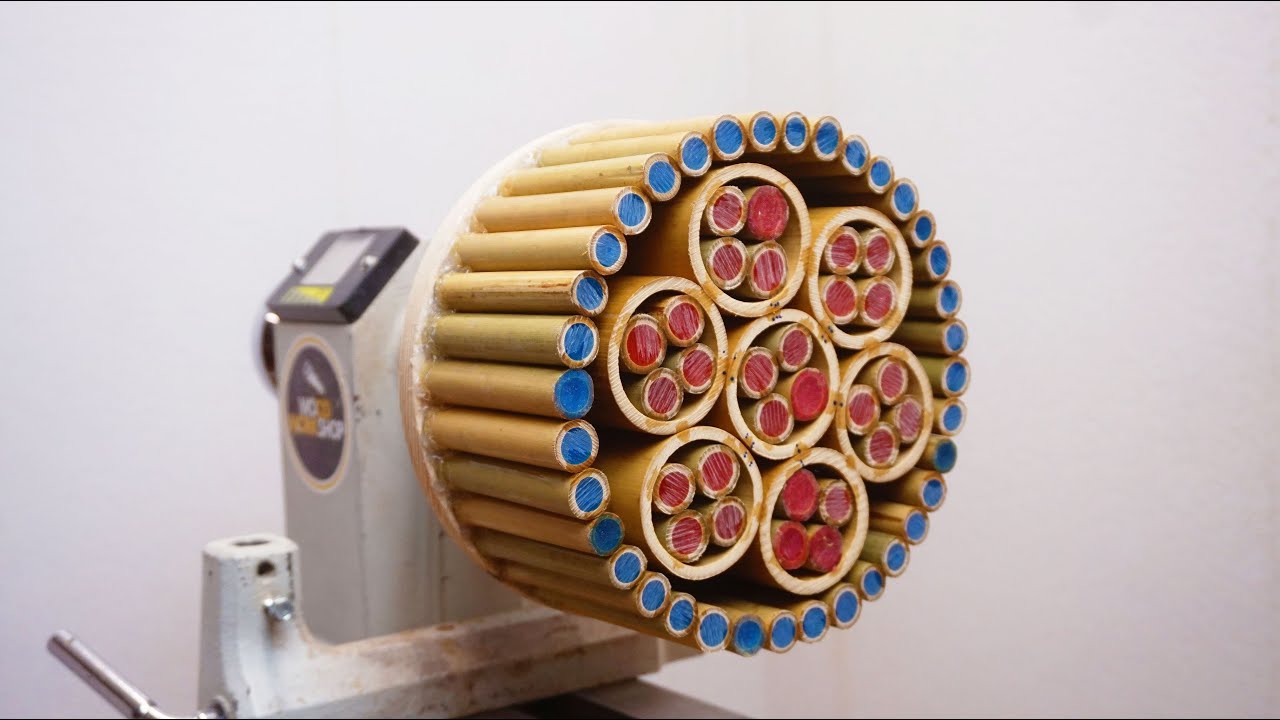 How a man used different bamboo sticks to make something beautiful