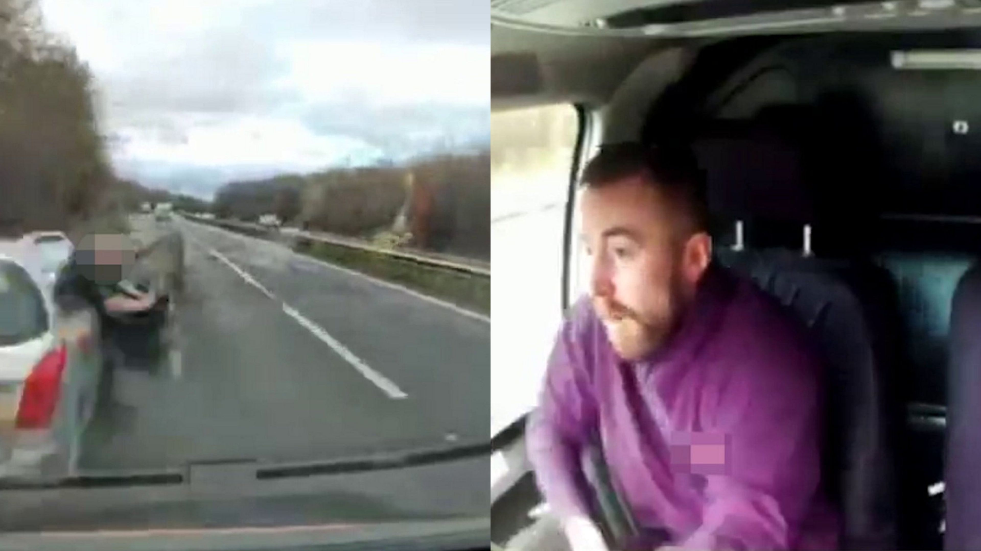 Shocking moment distracted driver plows into stationary vehicle