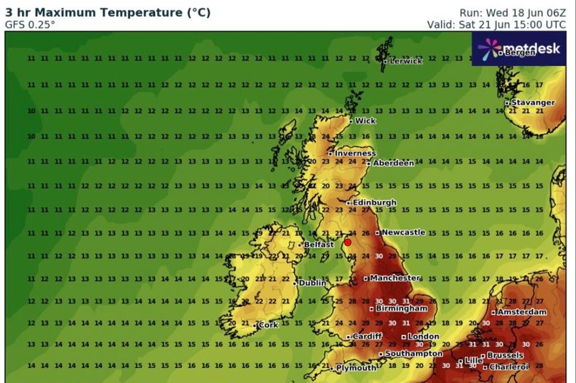 UK weather maps turn red with 33C day as Met Office warns of 'tropical ...