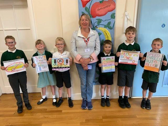 Talented Cowfold children design roadside signs for Road Safety Awareness