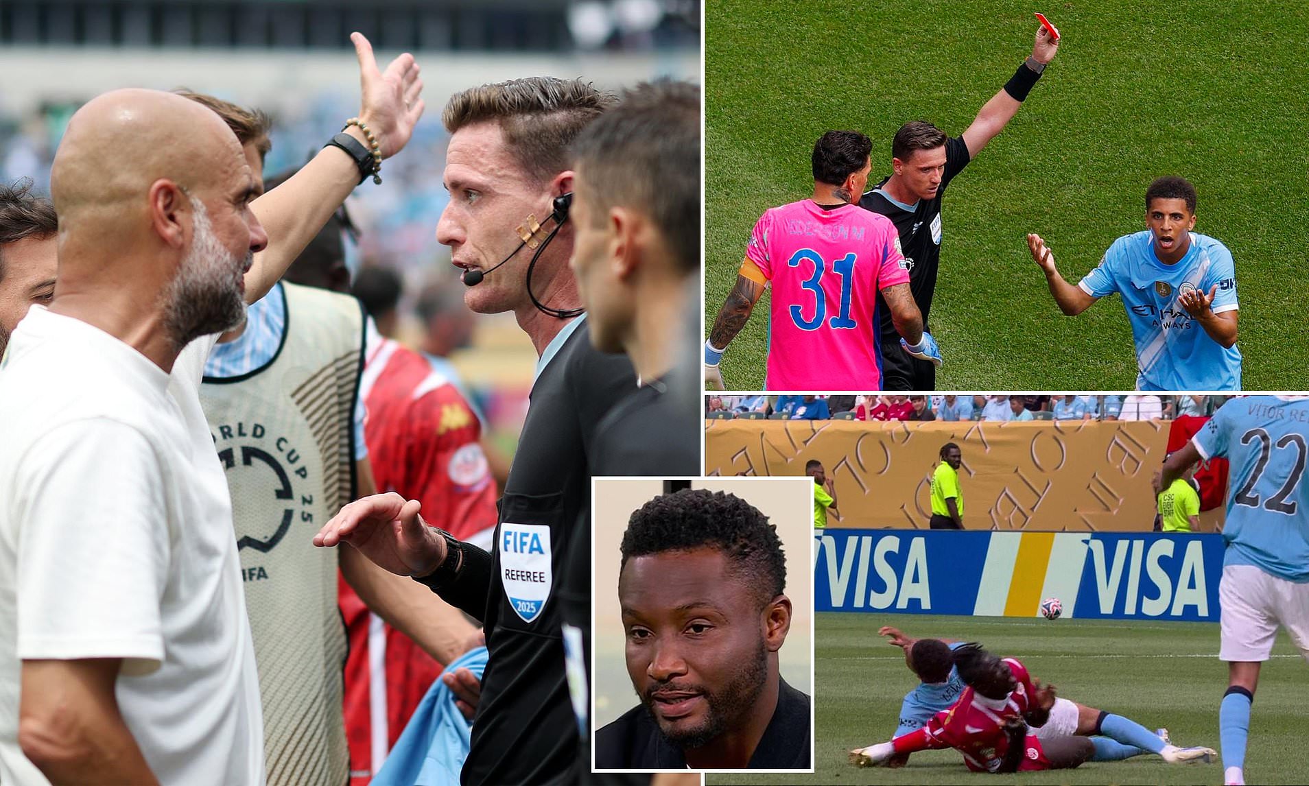 Pep Guardiola fumes at Rico Lewis' red card in Club World Cup opener