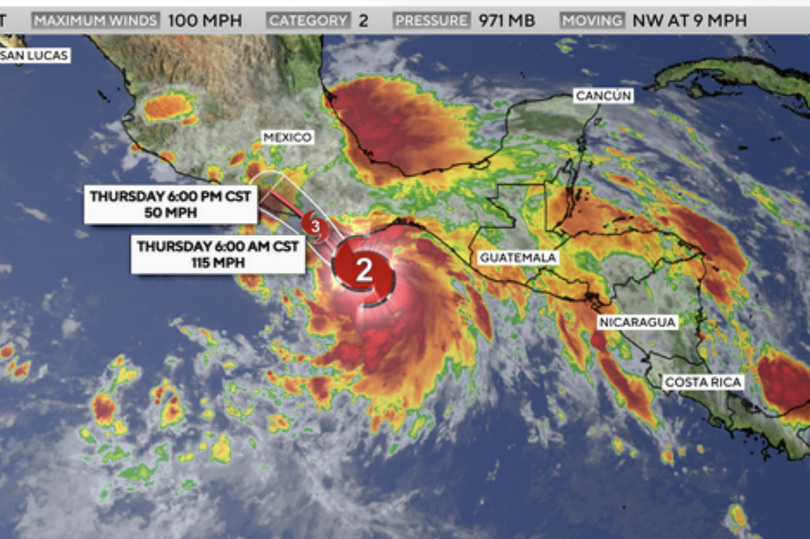 Map shows Hurricane Erick's projected path toward Mexico as storm ...